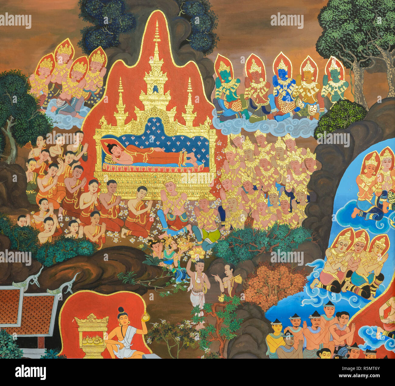 Buddhist temple mural painting in Thailand Stock Photo - Alamy