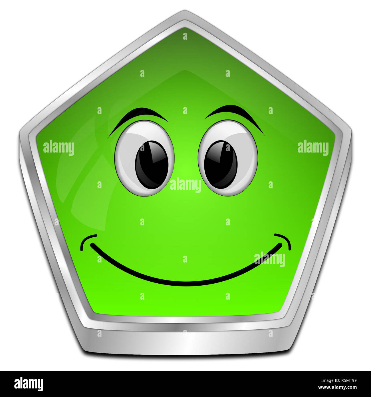 green Button with smiling face - 3D illustration Stock Photo - Alamy