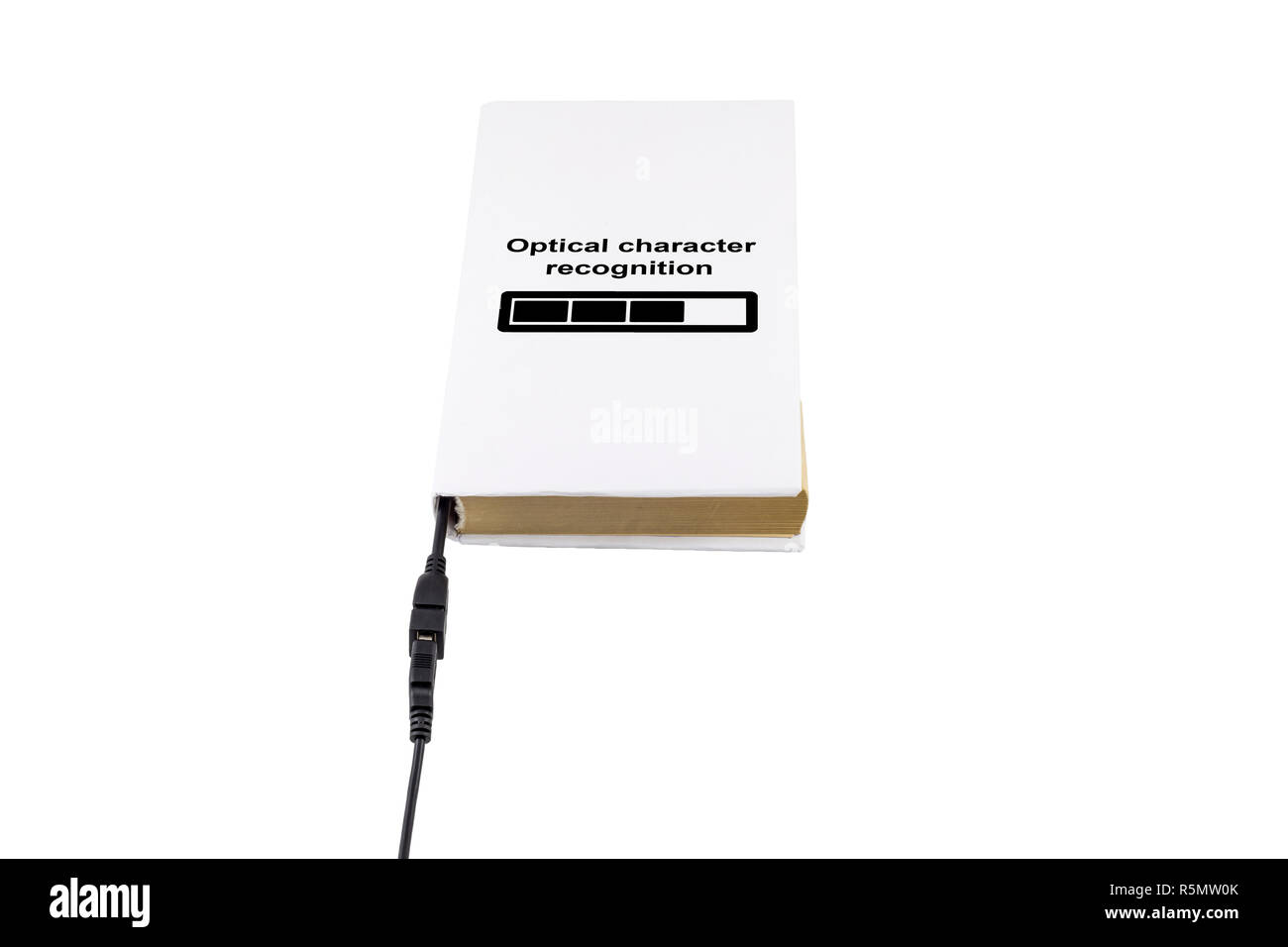 Book with optical character recognition loading bar connected to an USB ...