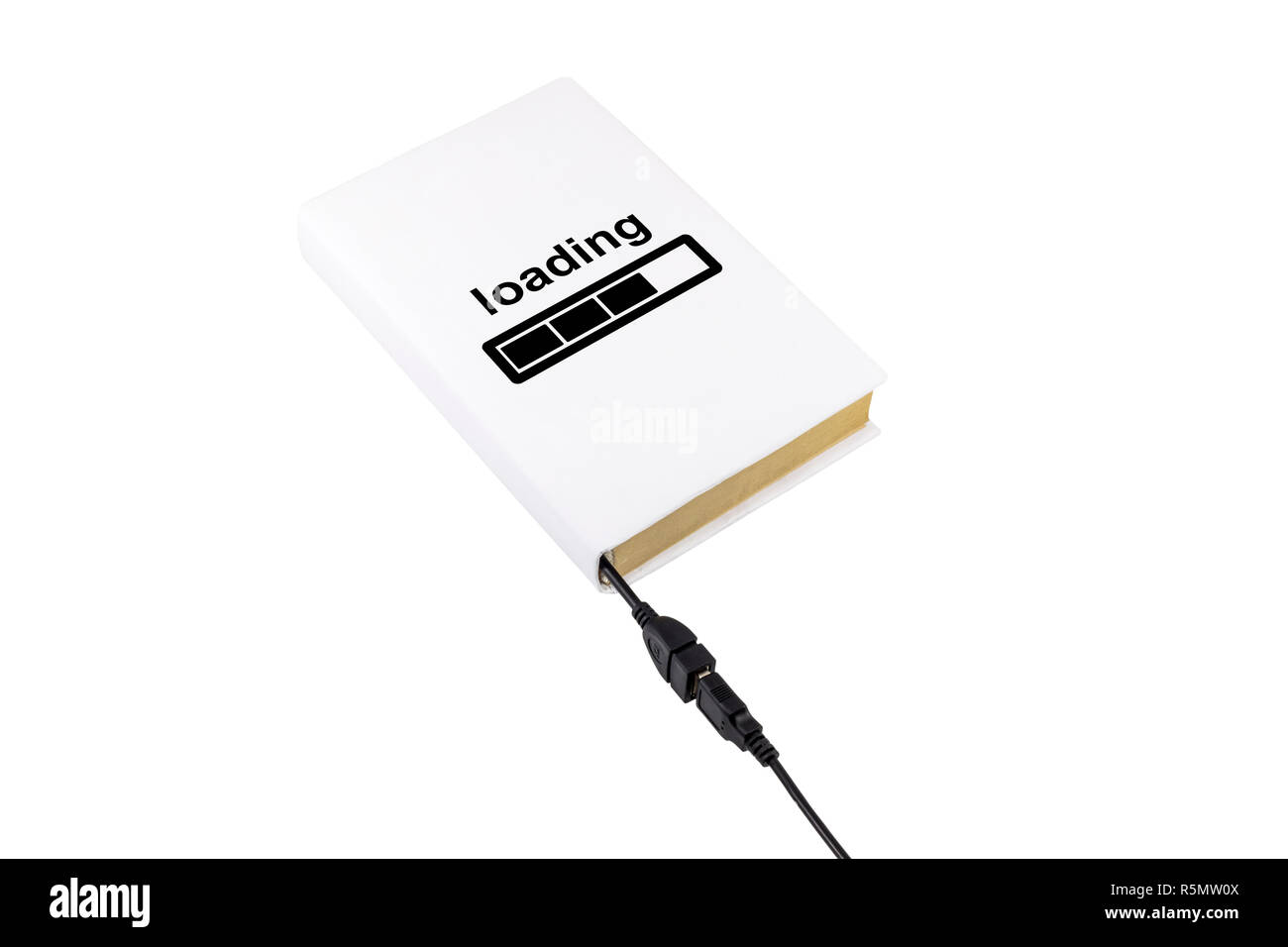 Book with loading bar connected to an USB cable Stock Photo - Alamy
