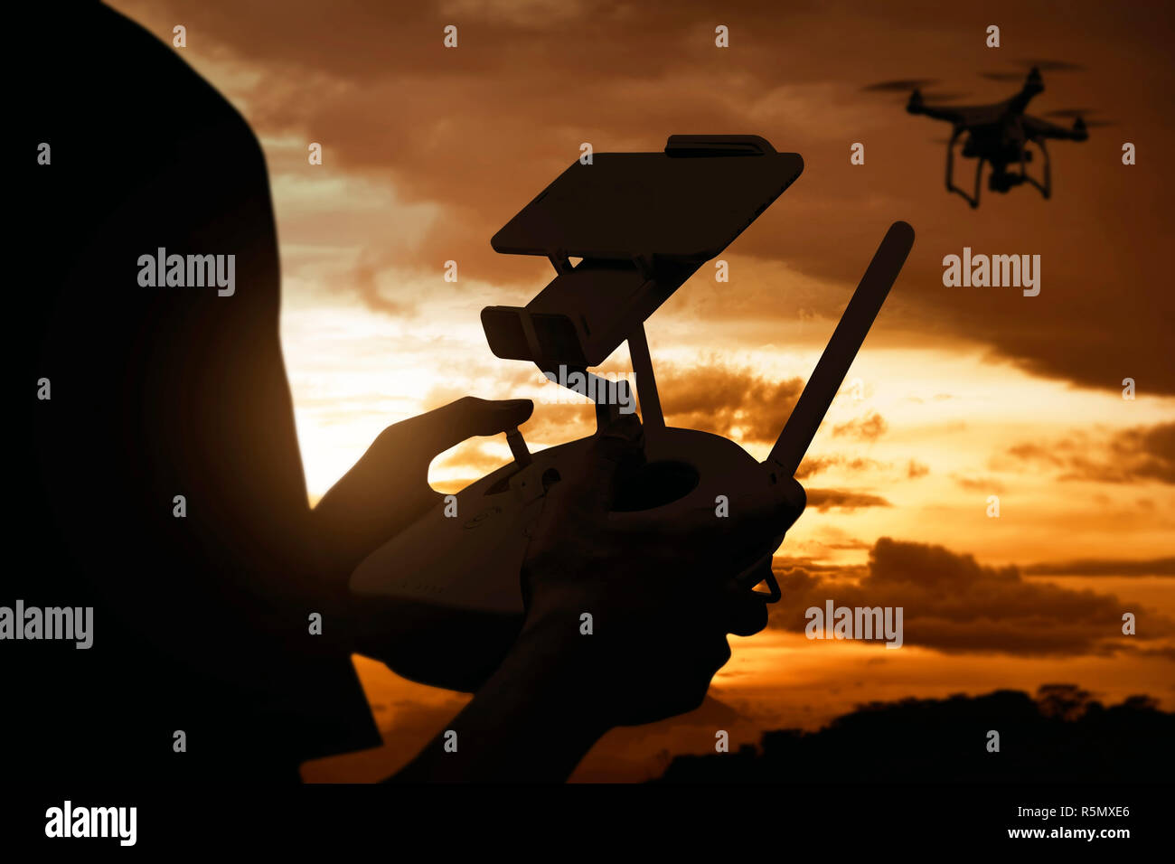 Man playing with drone Stock Photo - Alamy