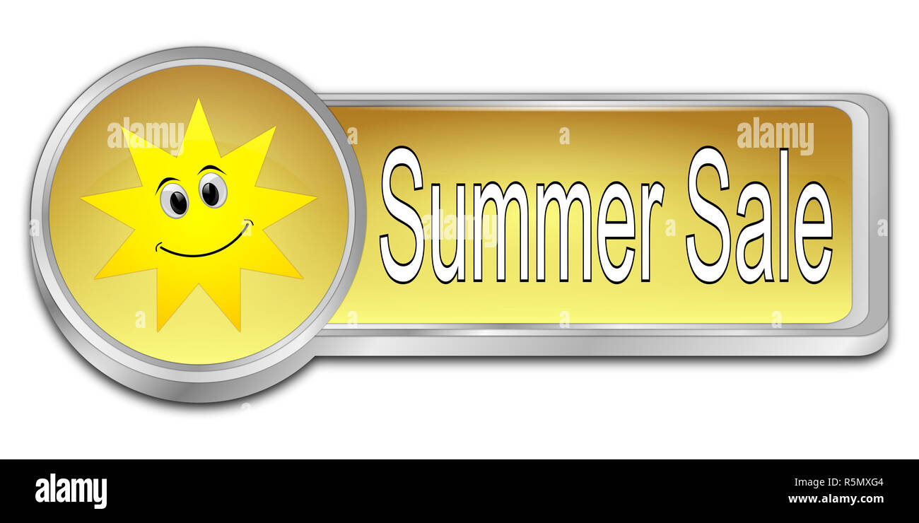 golden Summer Sale Button - 3D illustration Stock Photo - Alamy