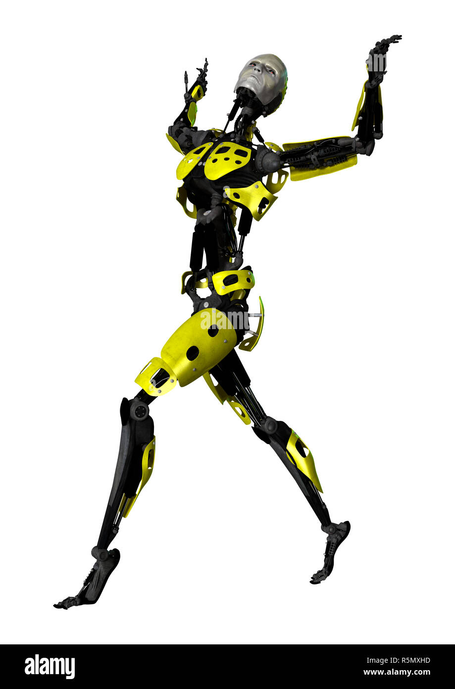 3D Rendering Male Robot Dancing on White Stock Photo - Alamy