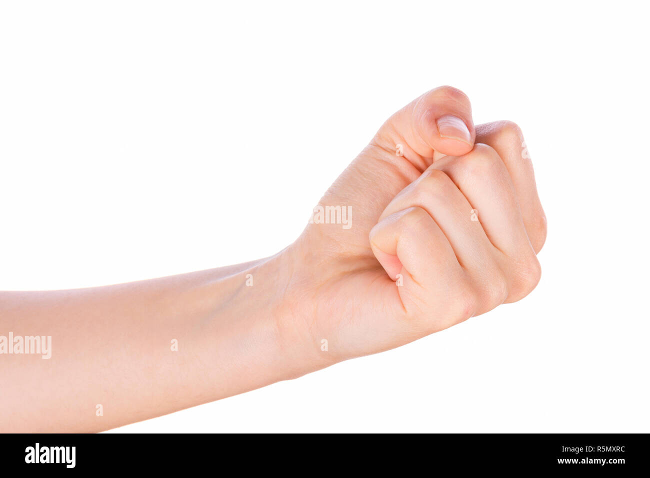 hand with clenched a fist on white Stock Photo - Alamy