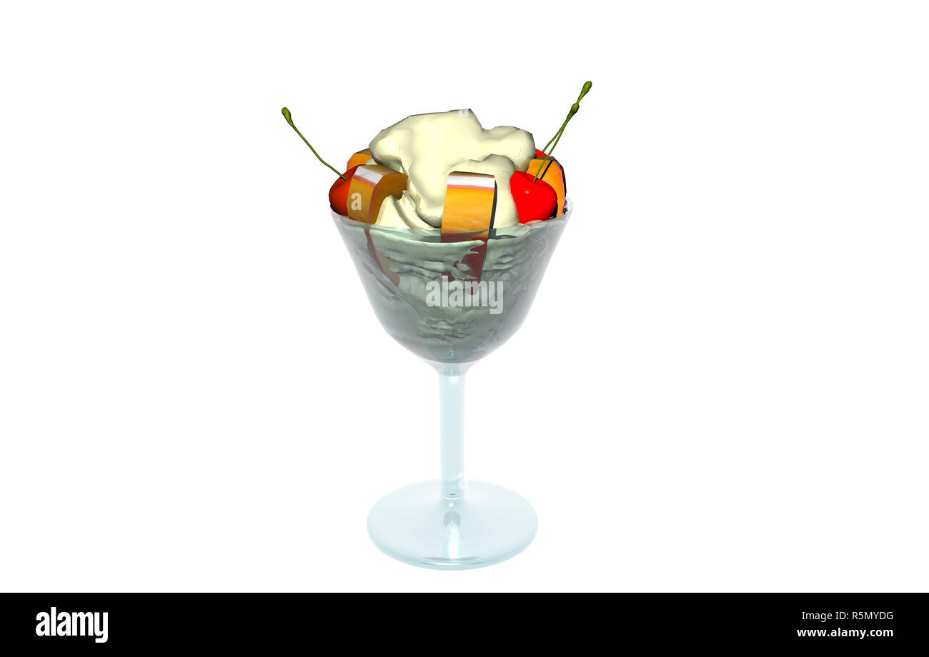 fruits ice cream cup isolated Stock Photo - Alamy