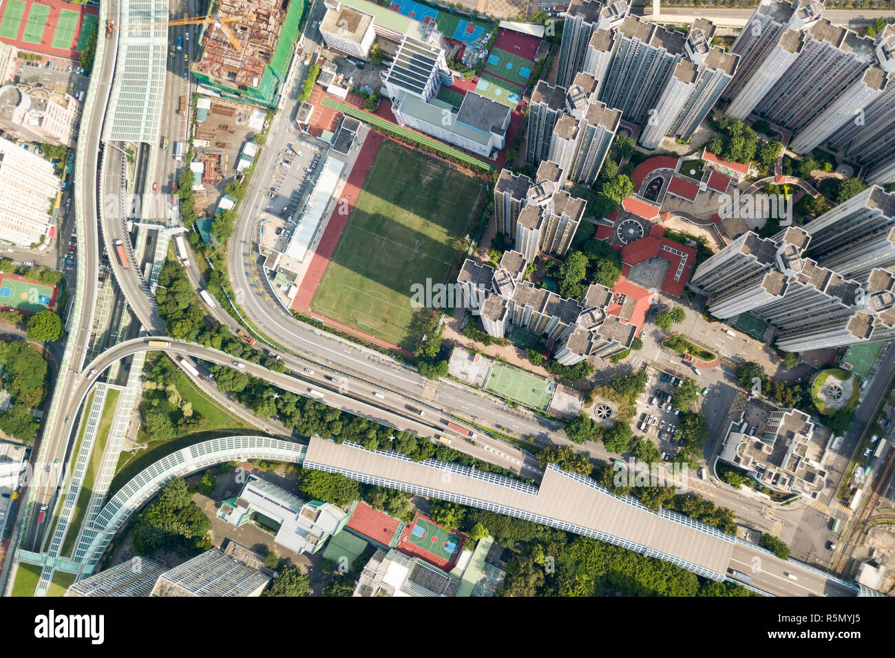 Drone flies top down view hi-res stock photography and images - Alamy