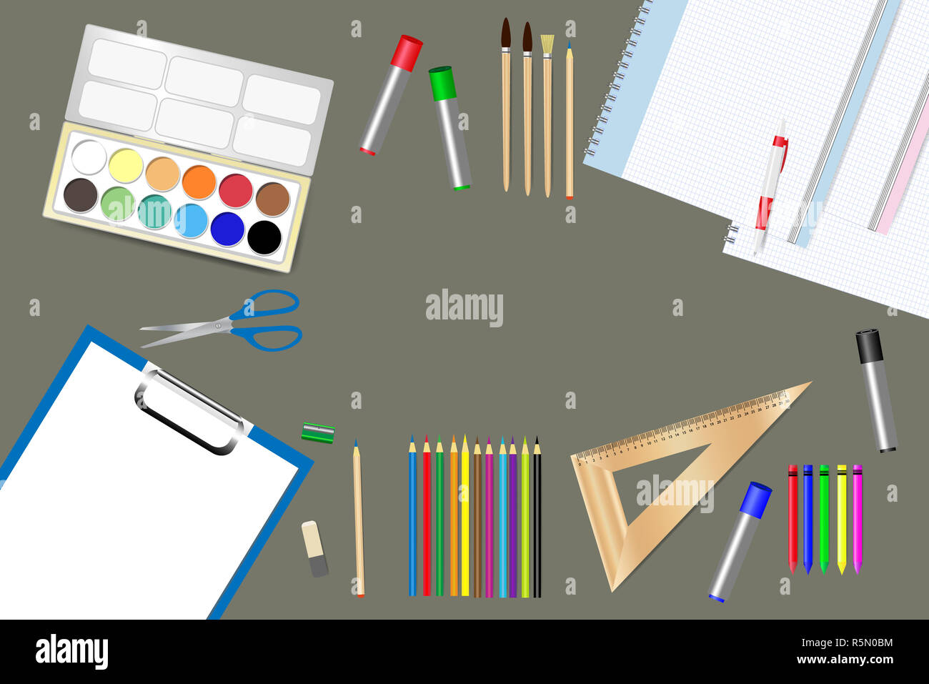 School supplies and tools ready for use Stock Photo - Alamy