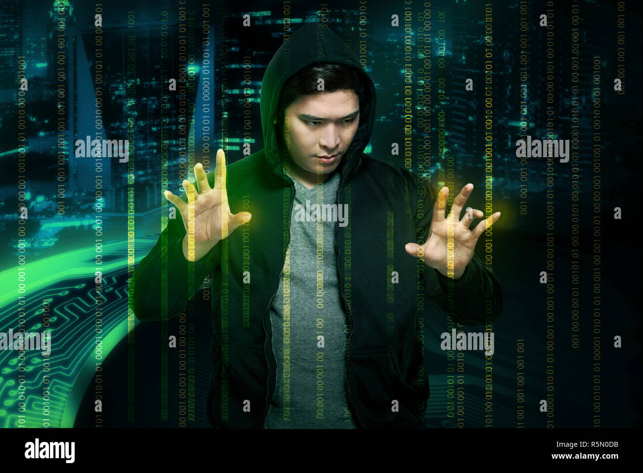 Portrait hacker mask binary code hi-res stock photography and images ...