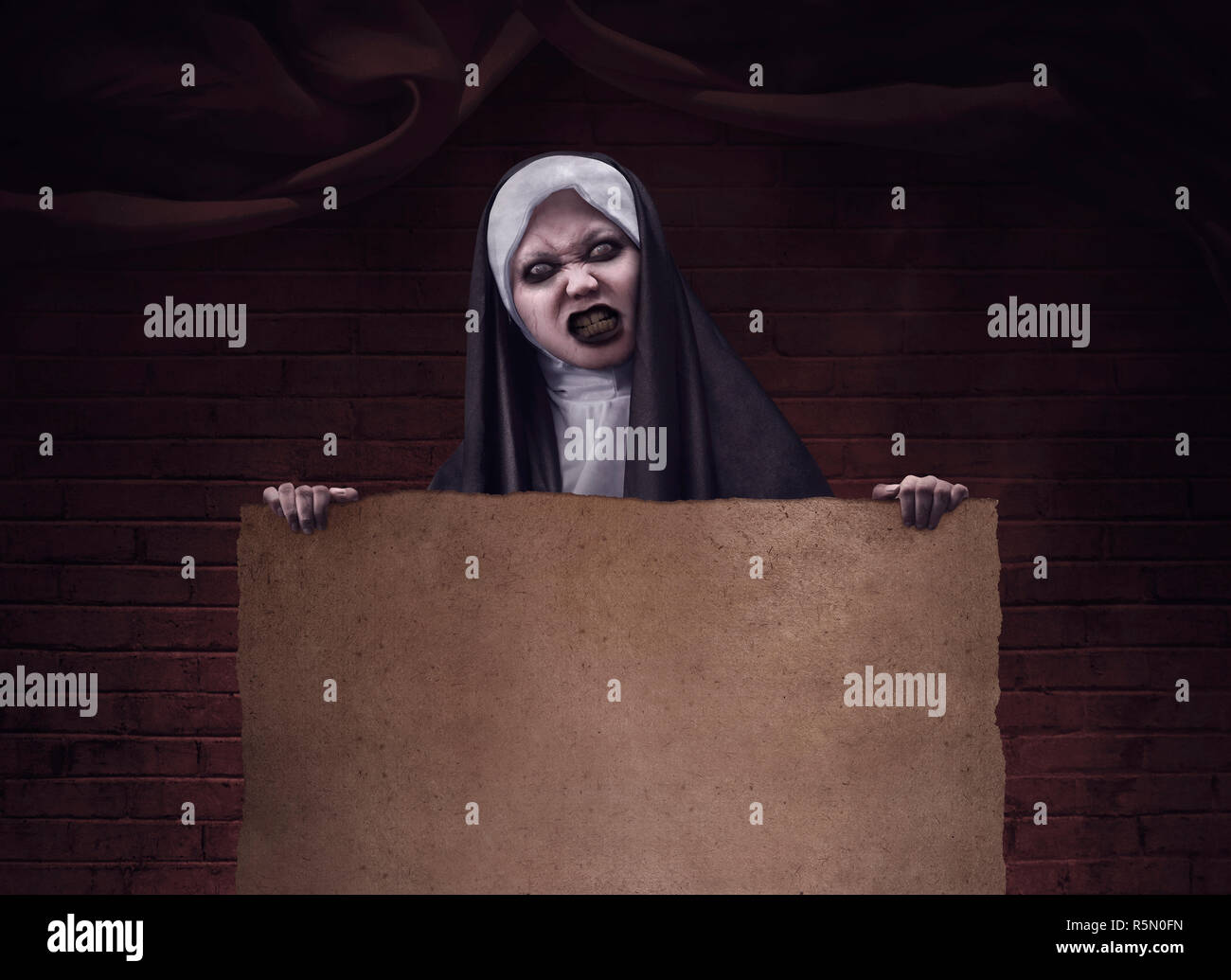 Scary Devil Nun Stock Photo - Alamy
