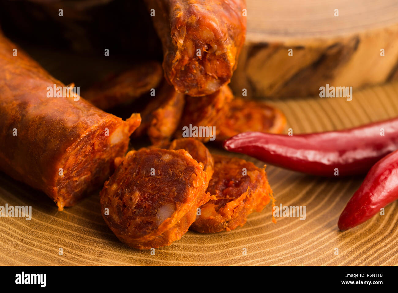 spanish traditional chorizo u200bu200bsausage,with fresh herbs Stock ...