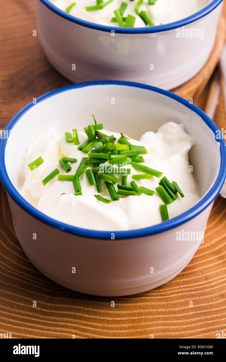 cottage cheese with chives Stock Photo - Alamy