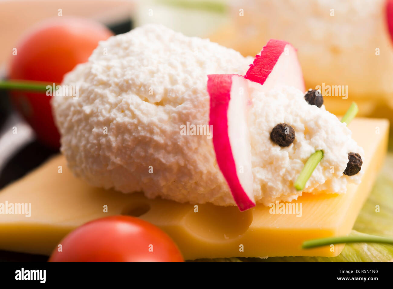 fun food for kids - mouse with cheese Stock Photo - Alamy