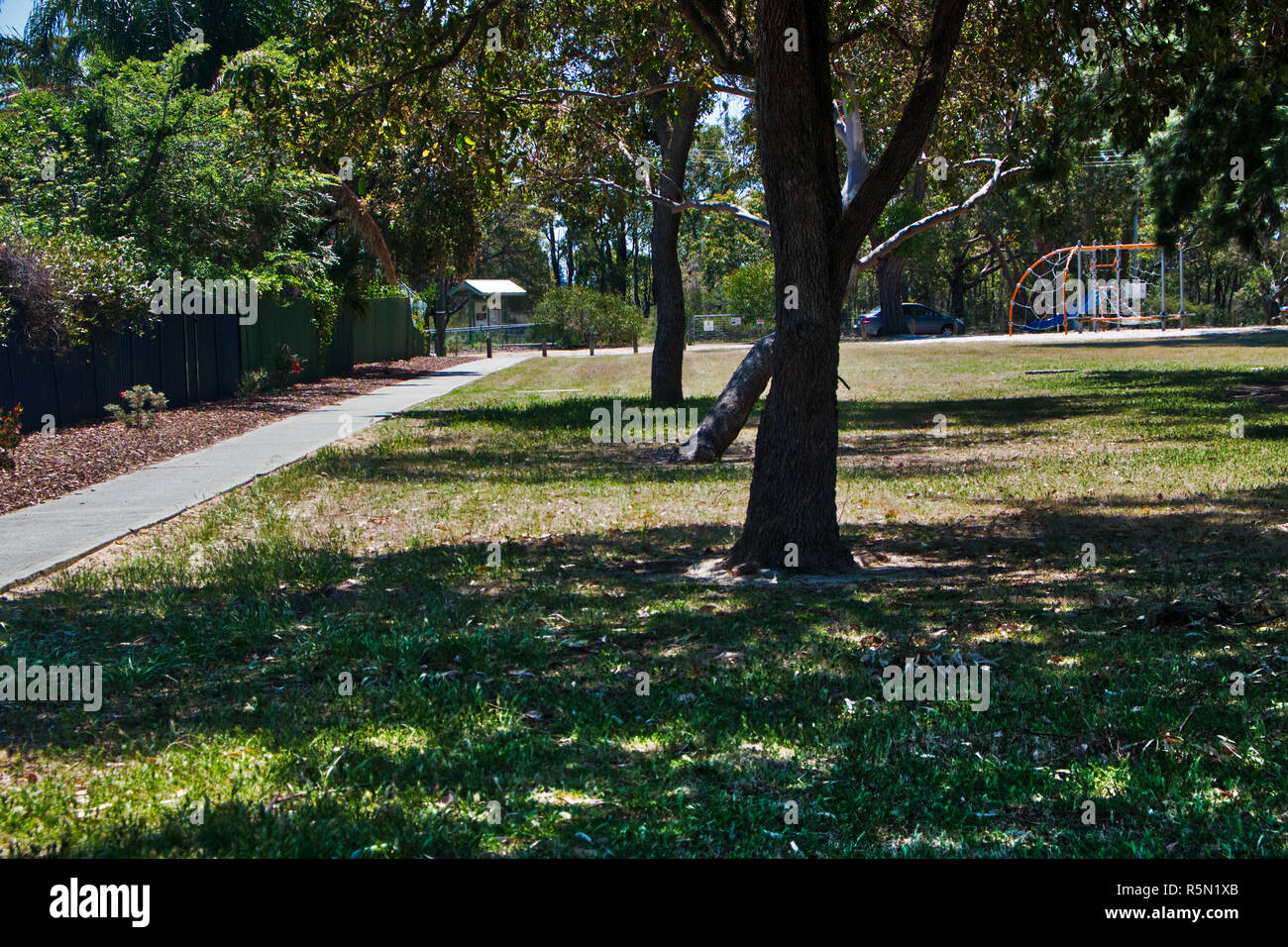 small park leading to large reserve Stock Photo - Alamy