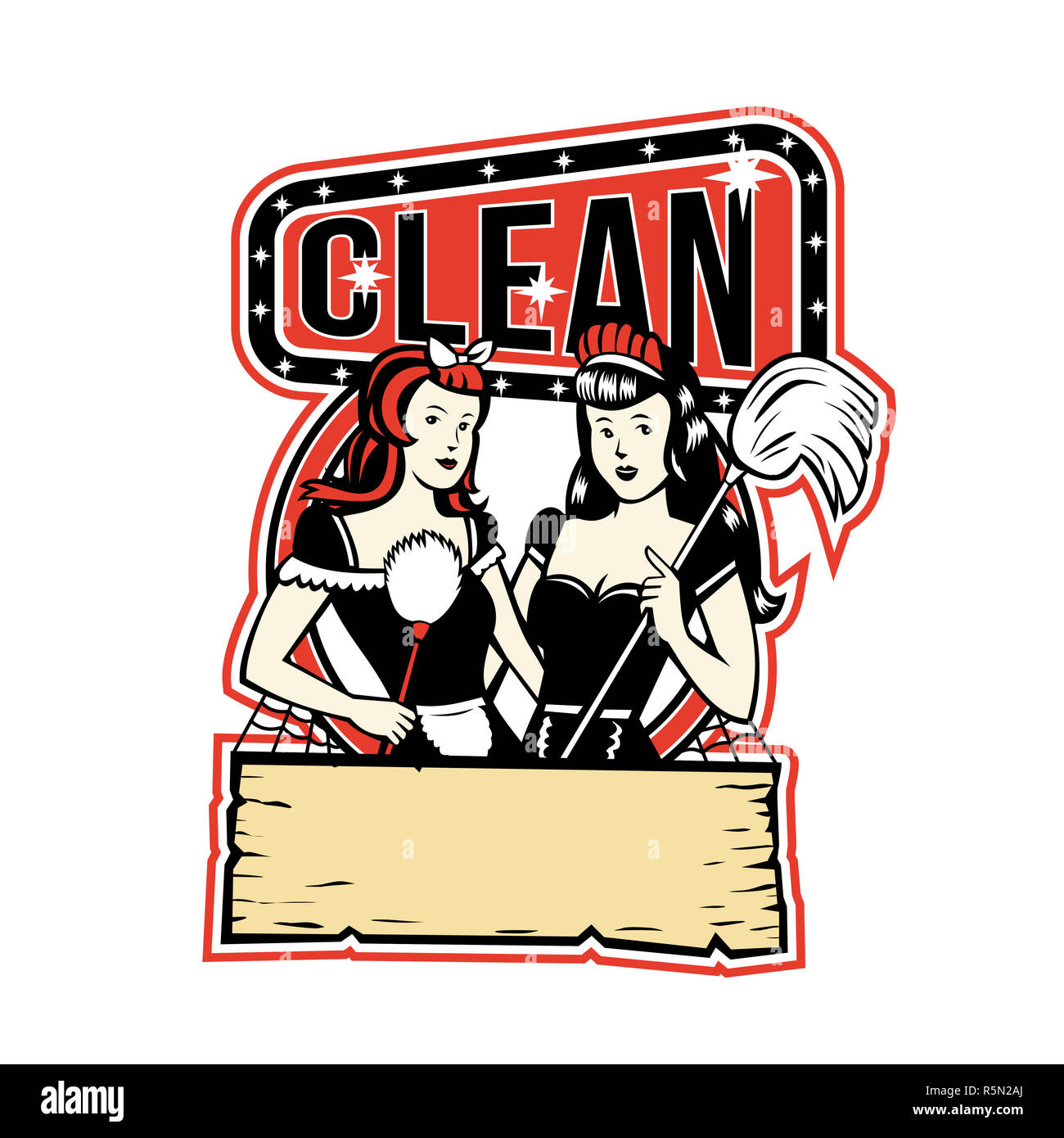 Retro Woman Cleaning Cut Out Stock Images & Pictures - Alamy