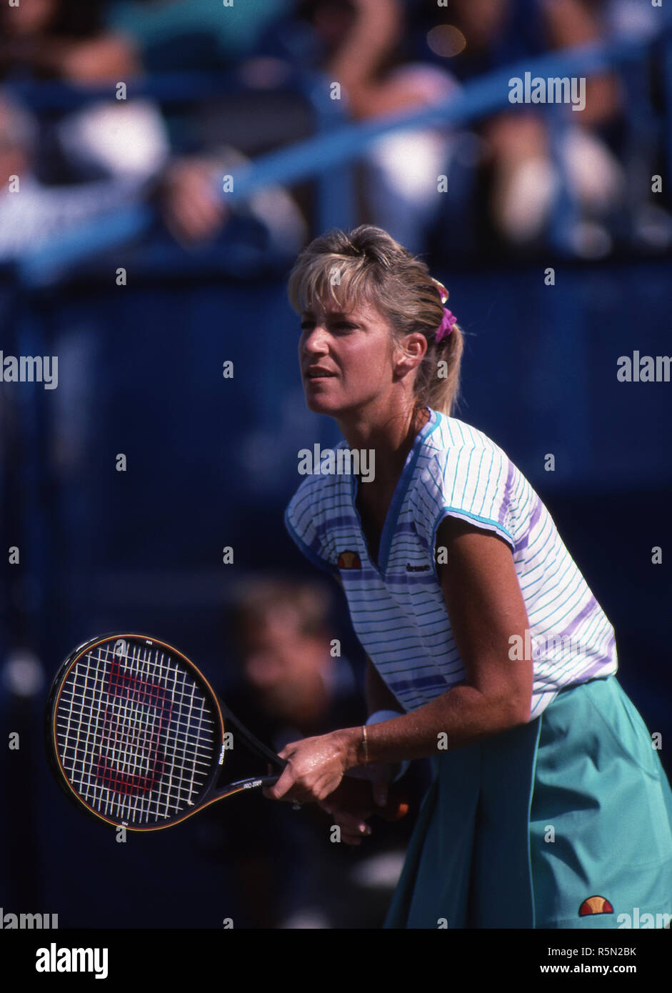 Chris Evert competing in U.S. Open in Flushing Meadows during the 1980 ...