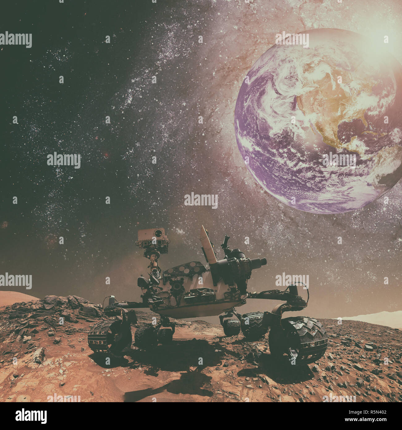 Curiosity rover exploring the surface of Mars Stock Photo - Alamy