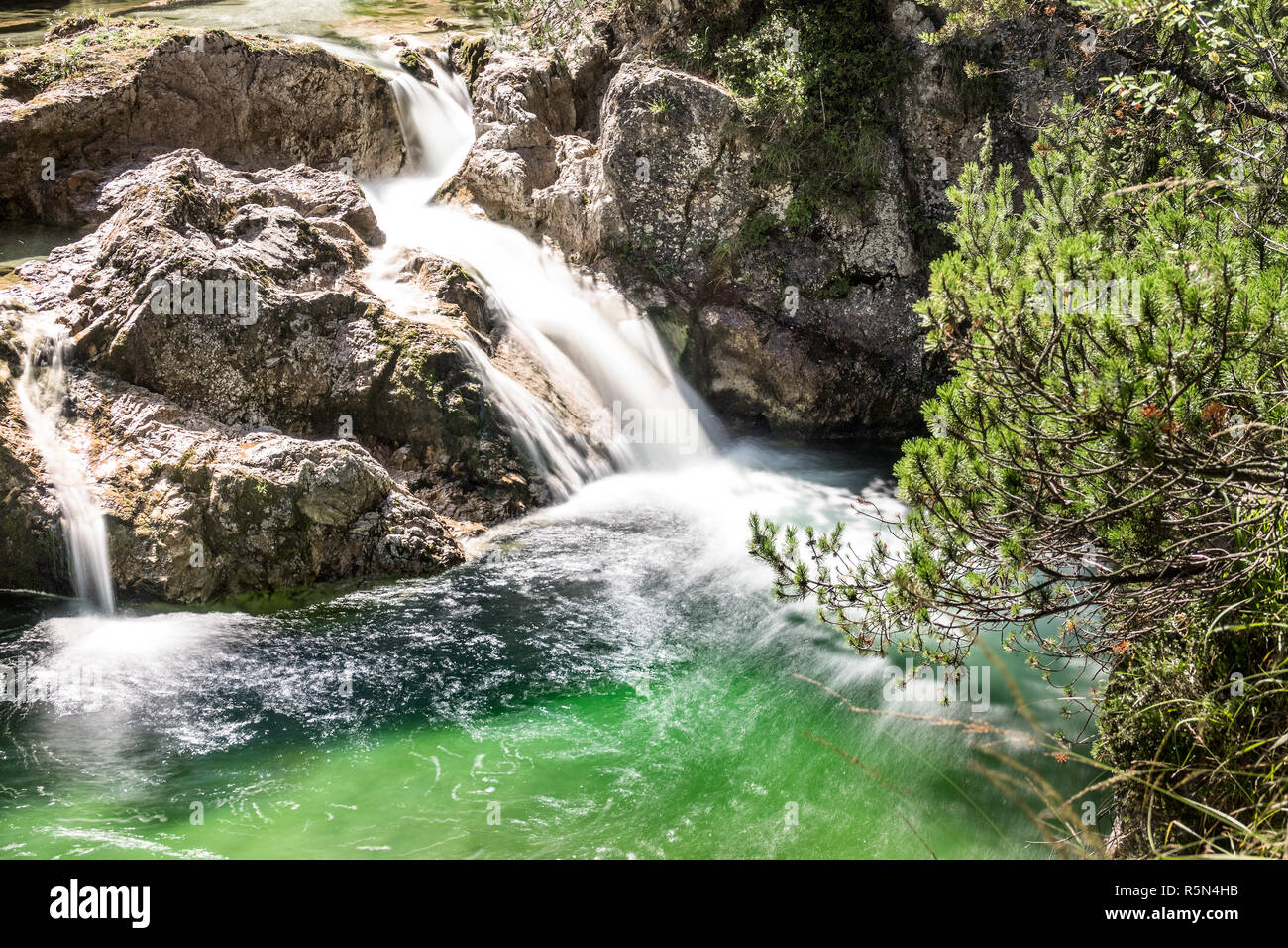 mountain landscape with waterfall Stock Photo - Alamy