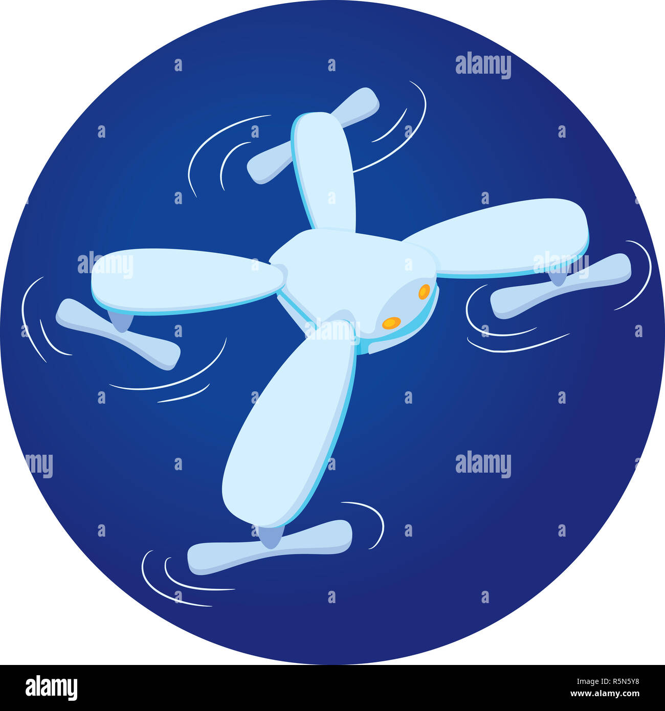 Cute Drone flat illustration. Smiling quadrocopter Stock Photo - Alamy