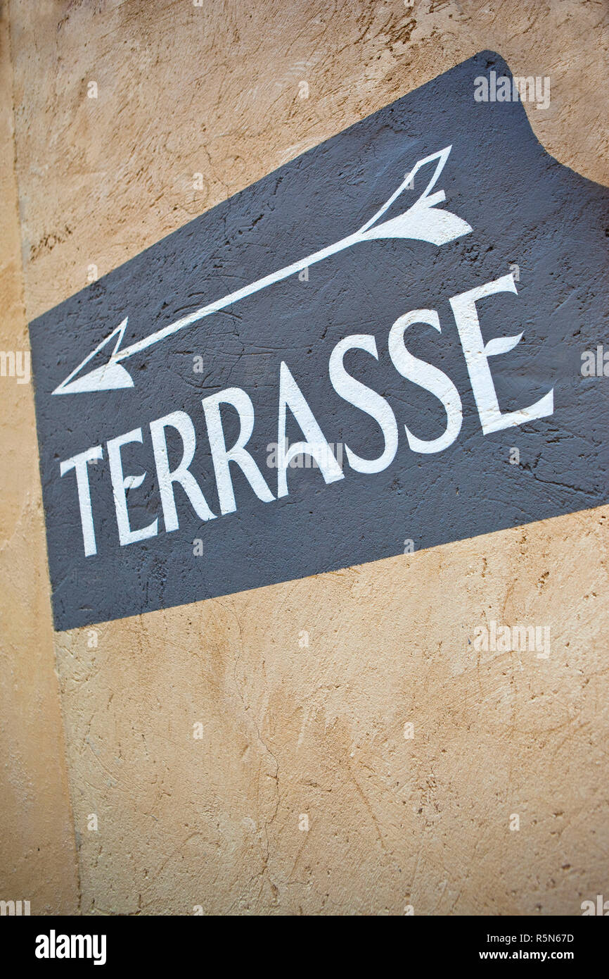 Terrace sign on a wall Stock Photo - Alamy