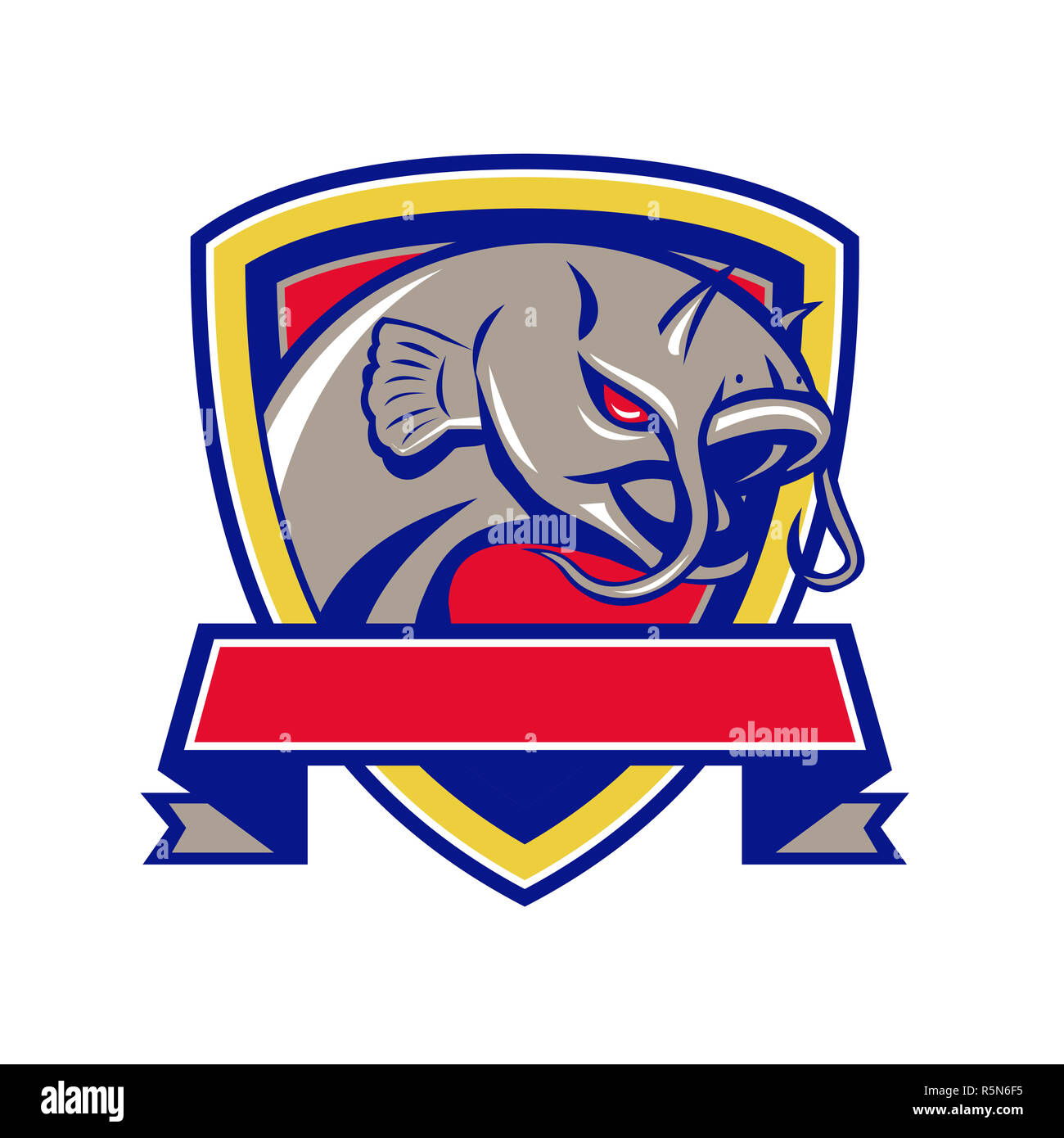 Devil Catfish Head Shield Retro Stock Photo - Alamy