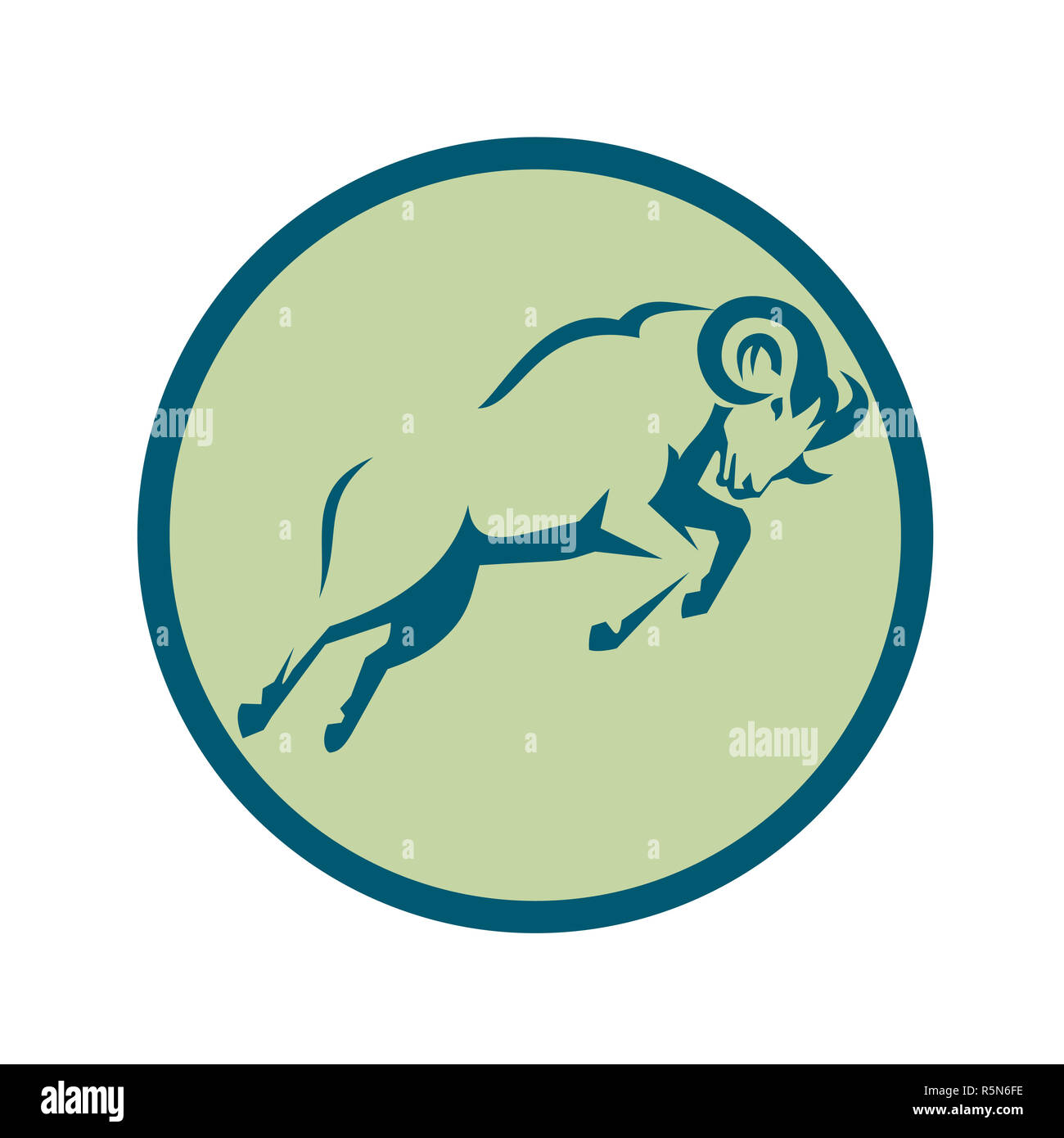 Mountain Sheep Jumping Circle Icon Stock Photo - Alamy