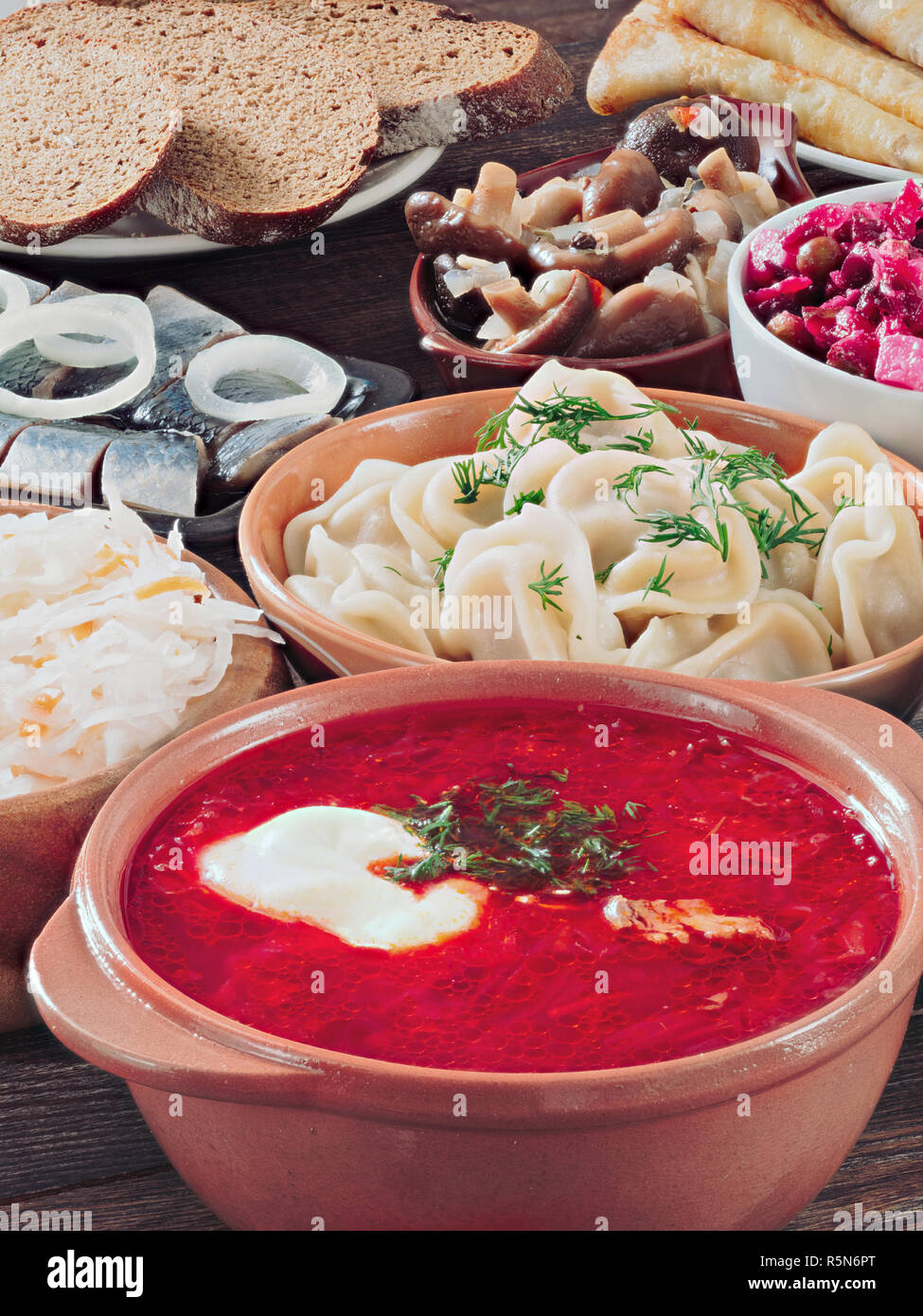 russian food assortment Stock Photo - Alamy