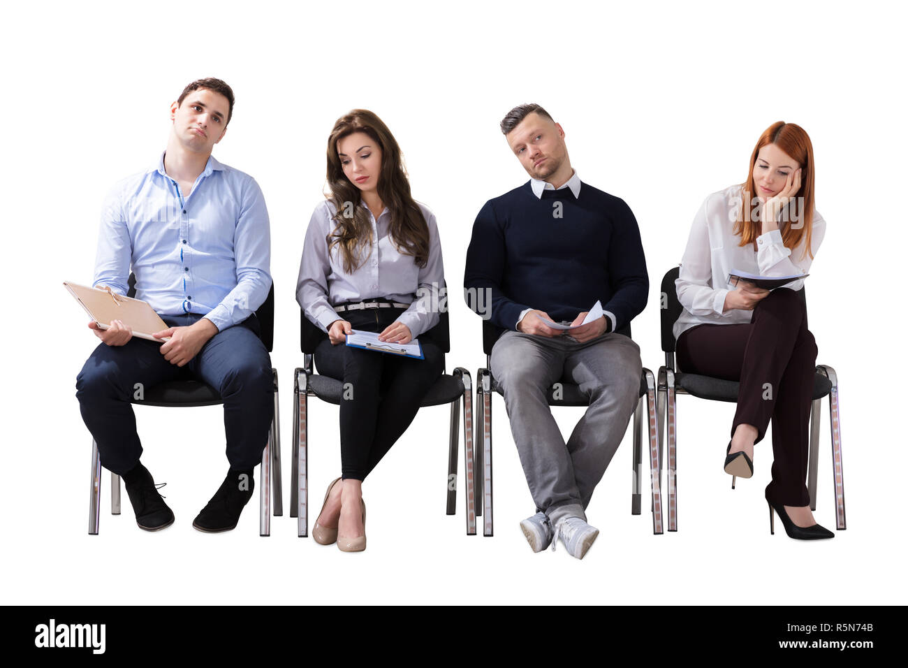 Bored Business People Waiting For Job Interview Stock Photo - Alamy