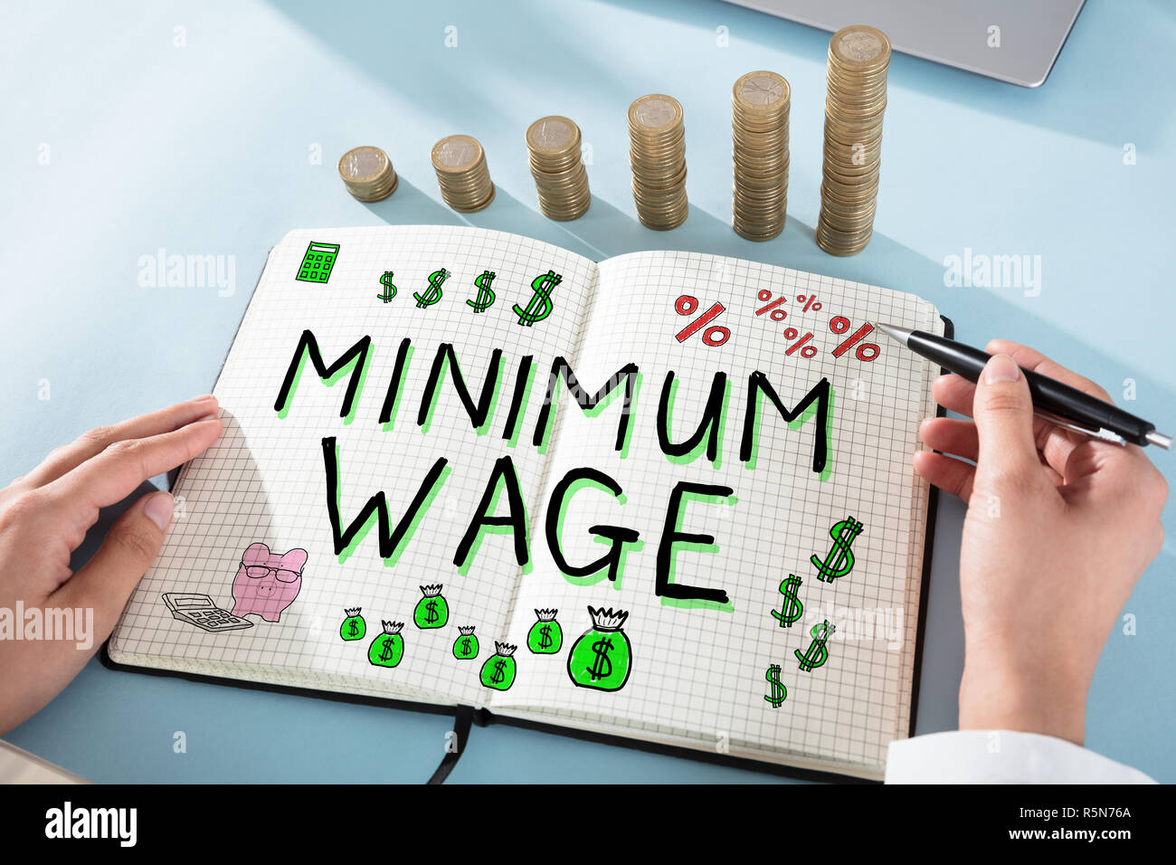 Minimum Wage Words In Notepad Stock Photo - Alamy