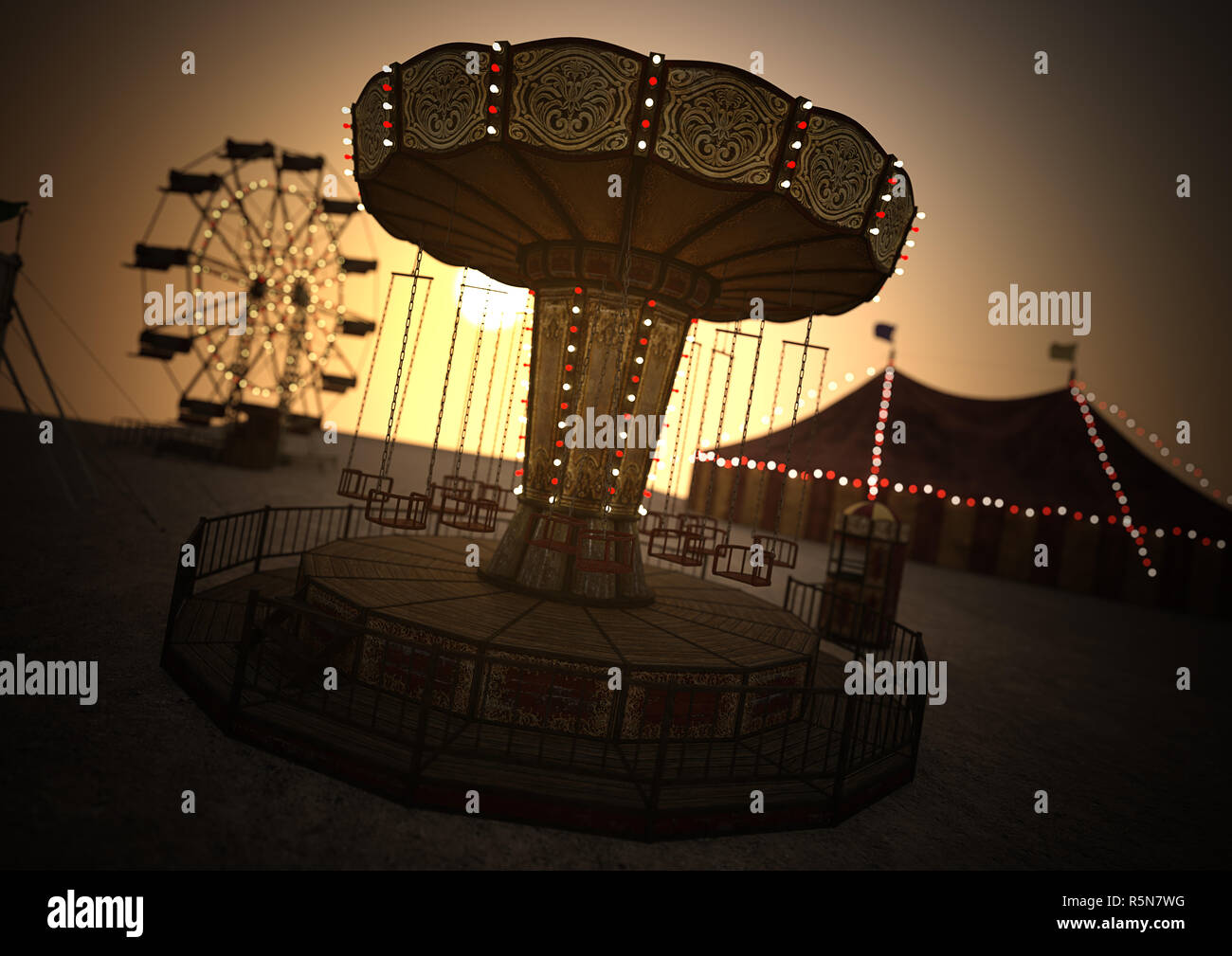3D Rendering Carnival Carousel Stock Photo - Alamy