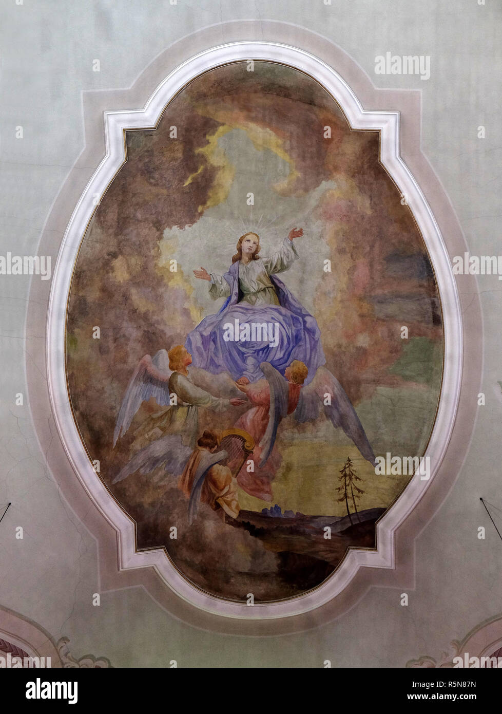 Assumption of the Virgin Mary, ceiling fresco i the Saint George church ...