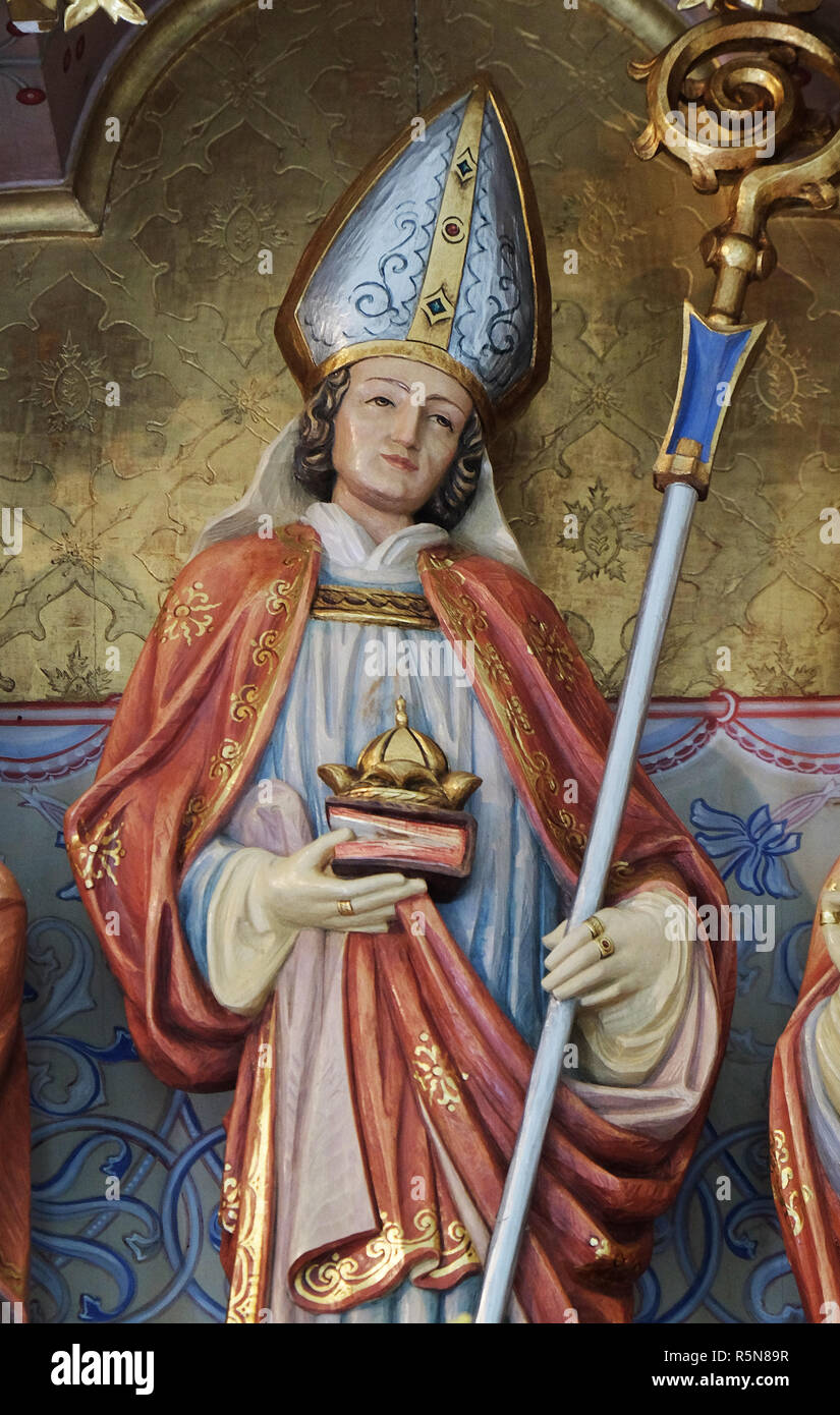 Saint Nicholas statue on the main altar in the Saint Nicholas church in ...