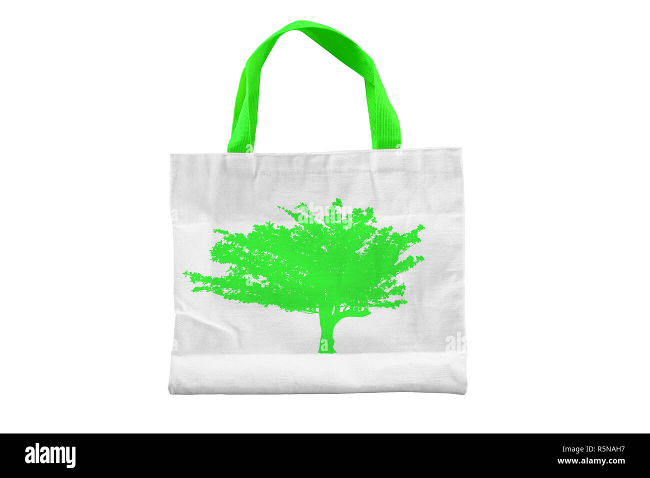 Isolated reuseable green tree fabric bag for environment conservation ...