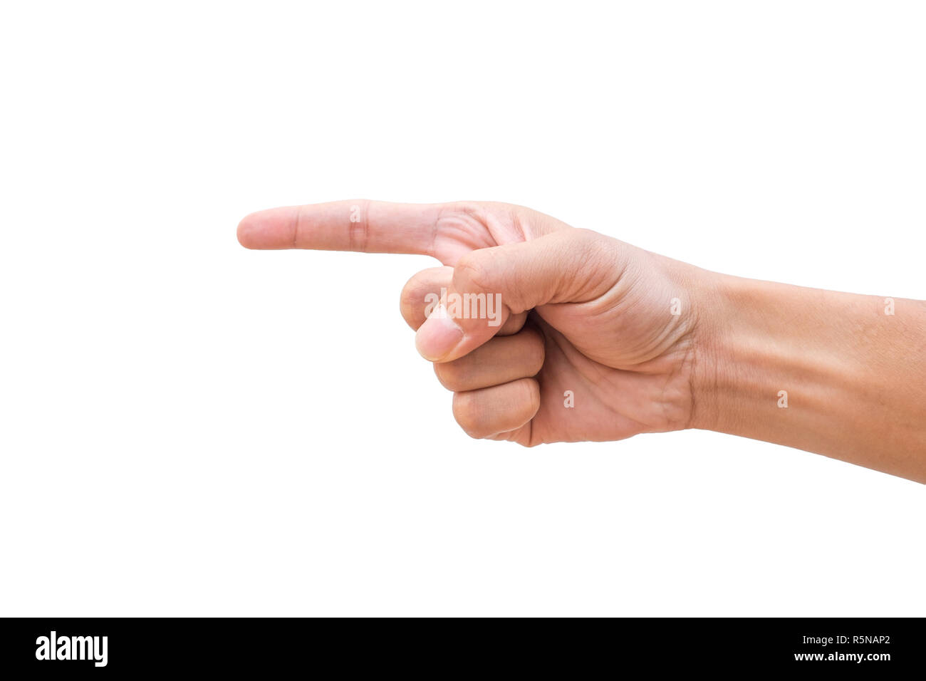Isolated hand pointing out for somthing on white background Stock Photo ...