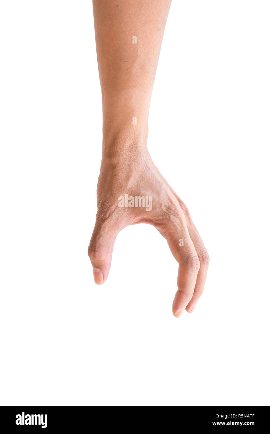 Isolated hand reaching out for something on white background Stock ...