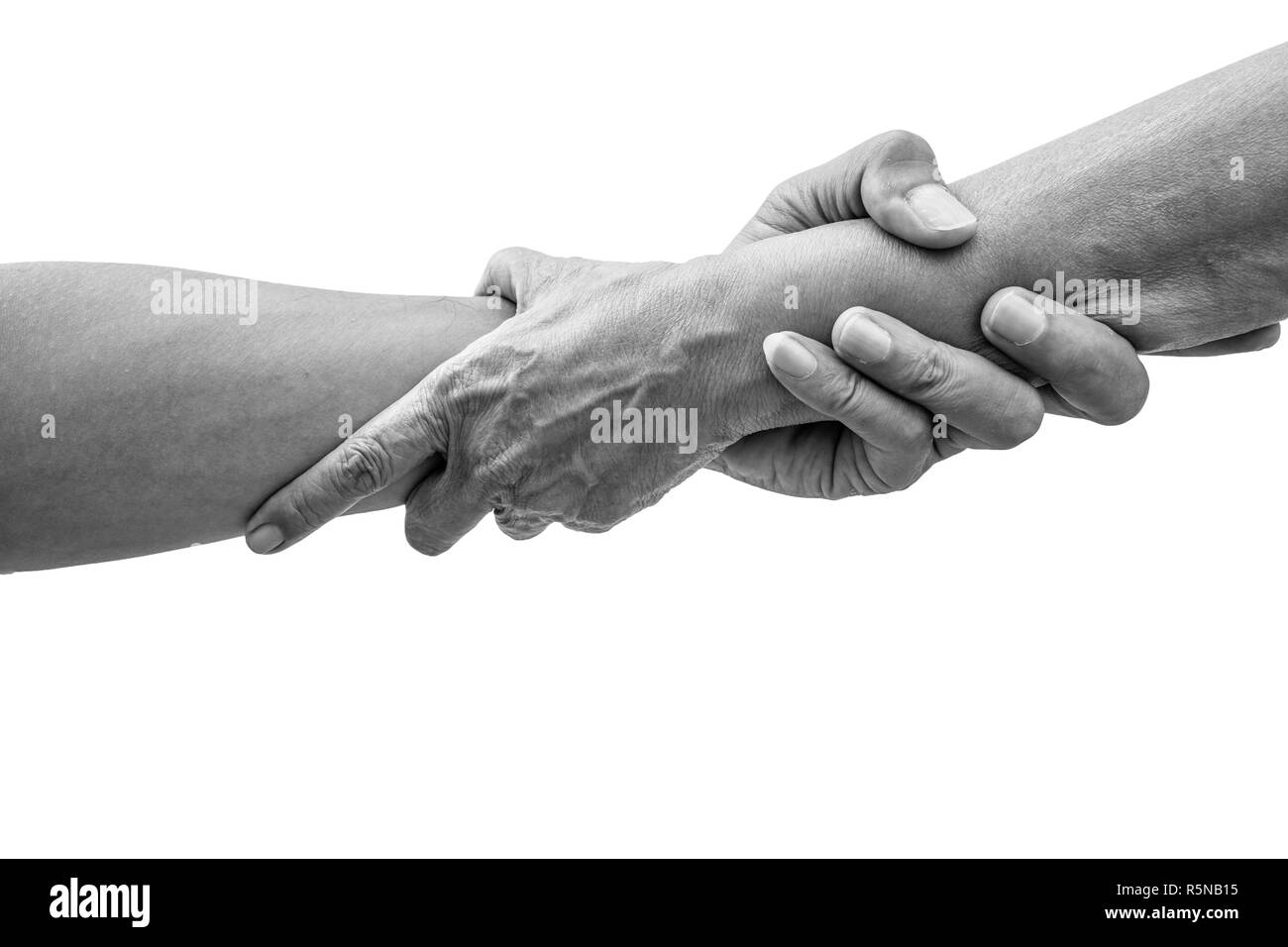 Helping hand hands teamwork Black and White Stock Photos & Images - Alamy