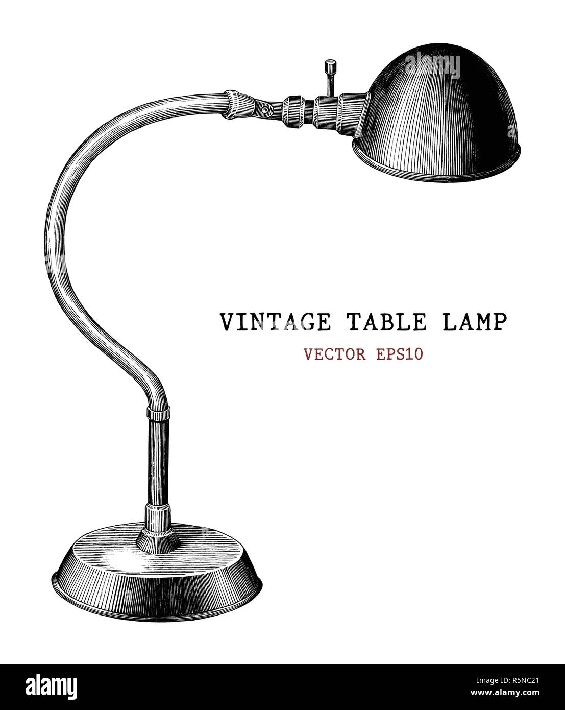 Vintage table lamp hand draw vintage engraving antique style isolated ...