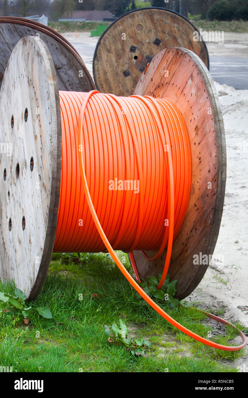 Industrial spools with cable Stock Photo - Alamy