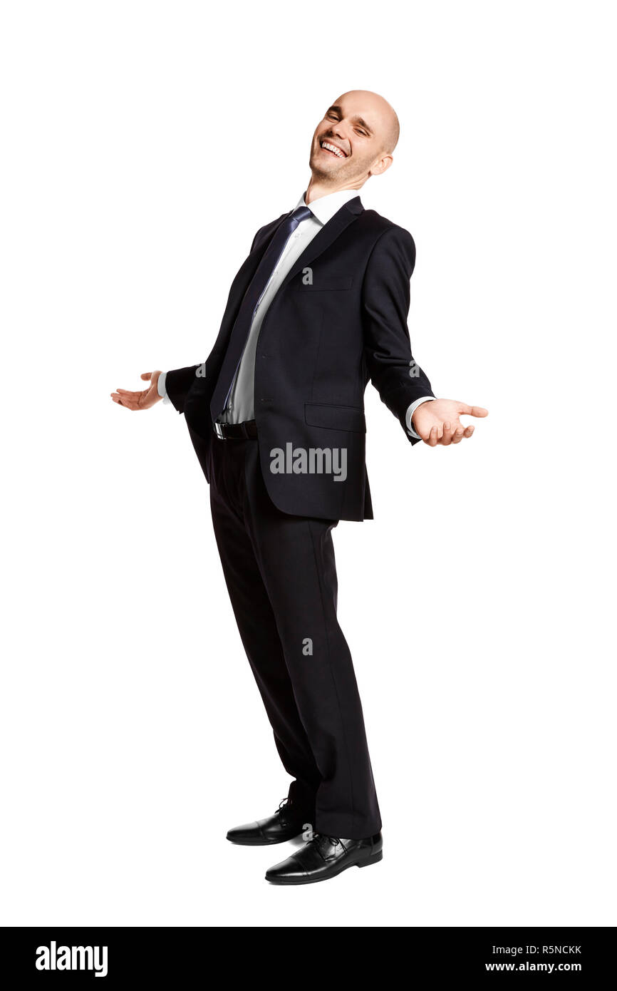 Side View of Laughing Man Stock Photo - Alamy