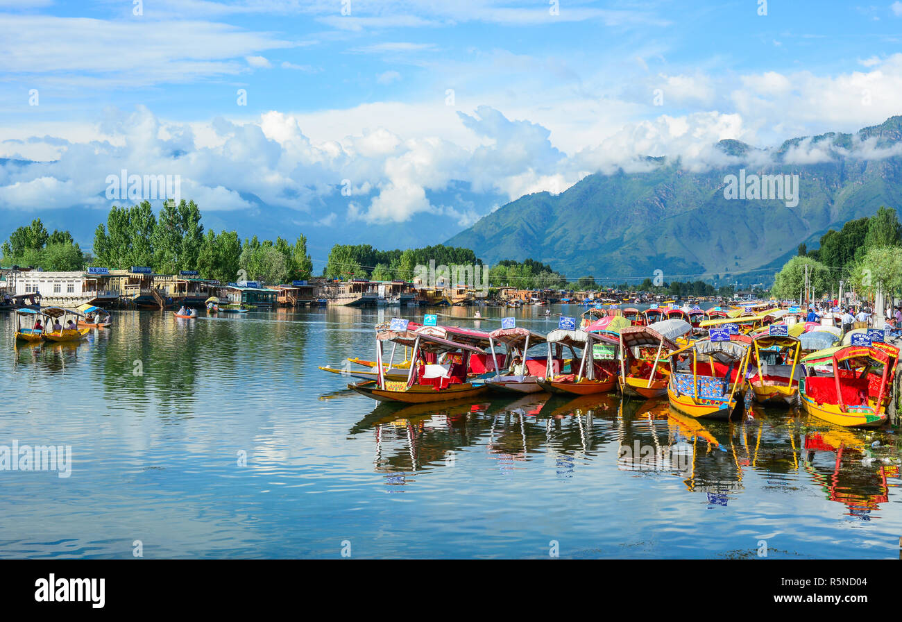 Srinagar, India - Jul 2, 2015. Landscape of Dal Lake in Srinagar, India ...