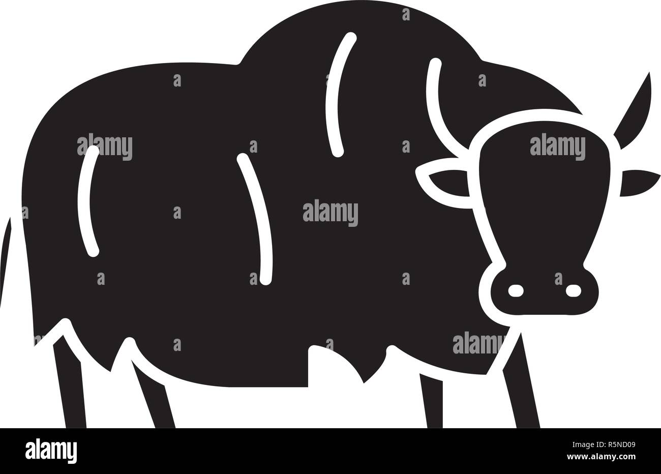 Yak black icon, vector sign on isolated background. Yak concept symbol ...
