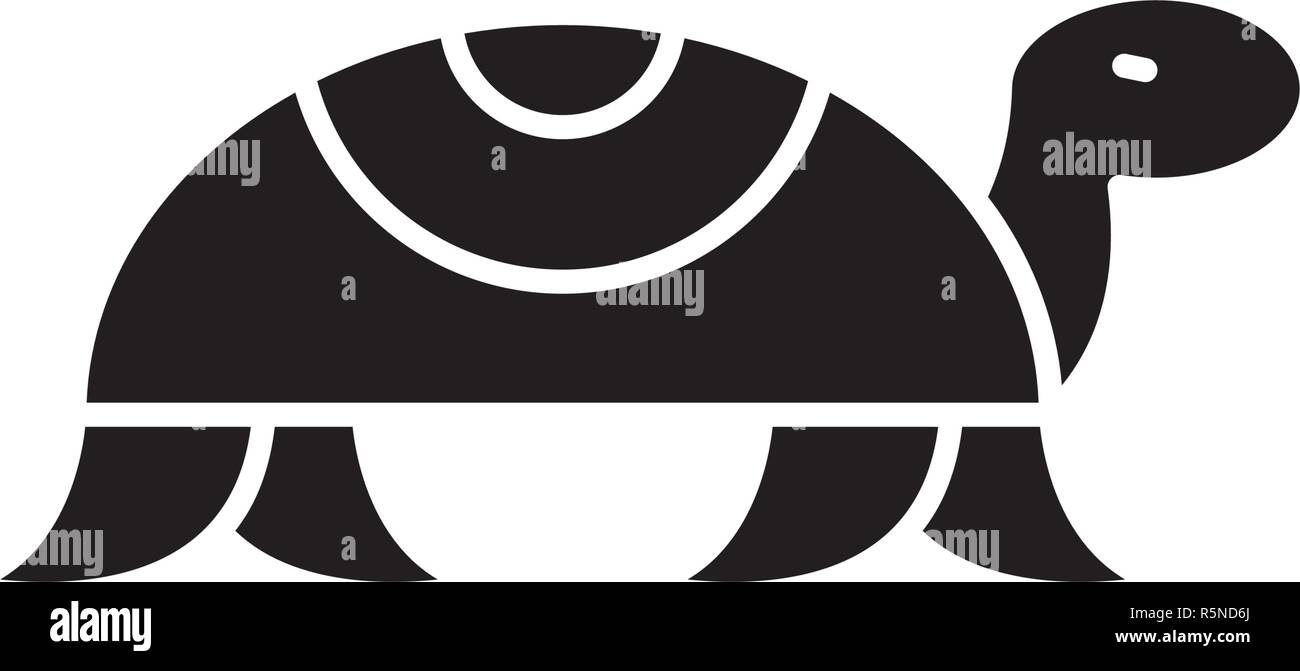 Turtle in motion black icon, vector sign on isolated background. Turtle ...
