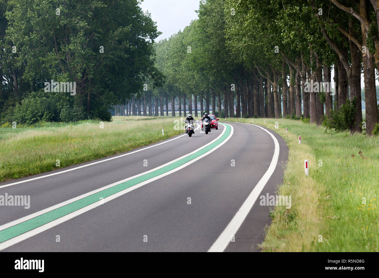Motorway with green line in the Netherlands Stock Photo - Alamy