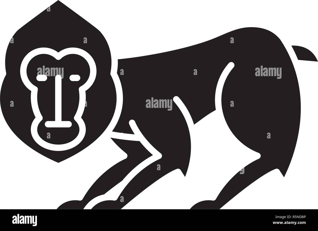 Chimpanzee black icon, vector sign on isolated background. Chimpanzee ...