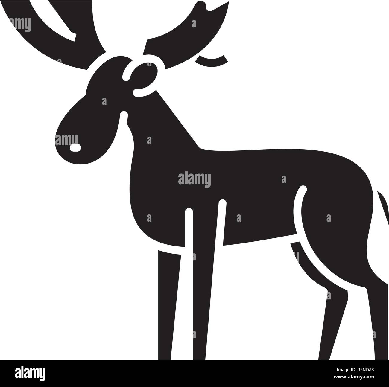 Moose black icon, vector sign on isolated background. Moose concept ...