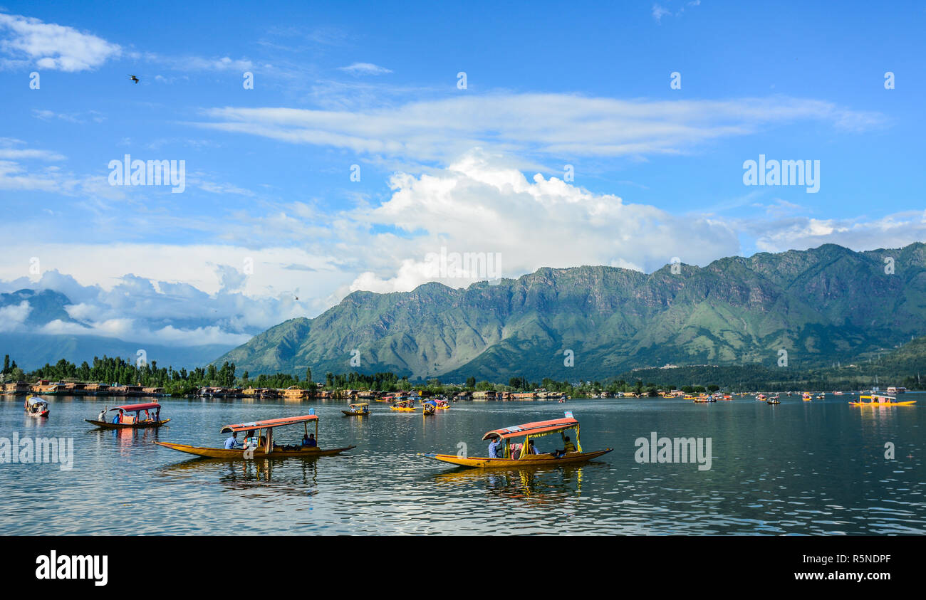 Srinagar, India - Jul 2, 2015. Landscape of Dal Lake in Srinagar, India ...