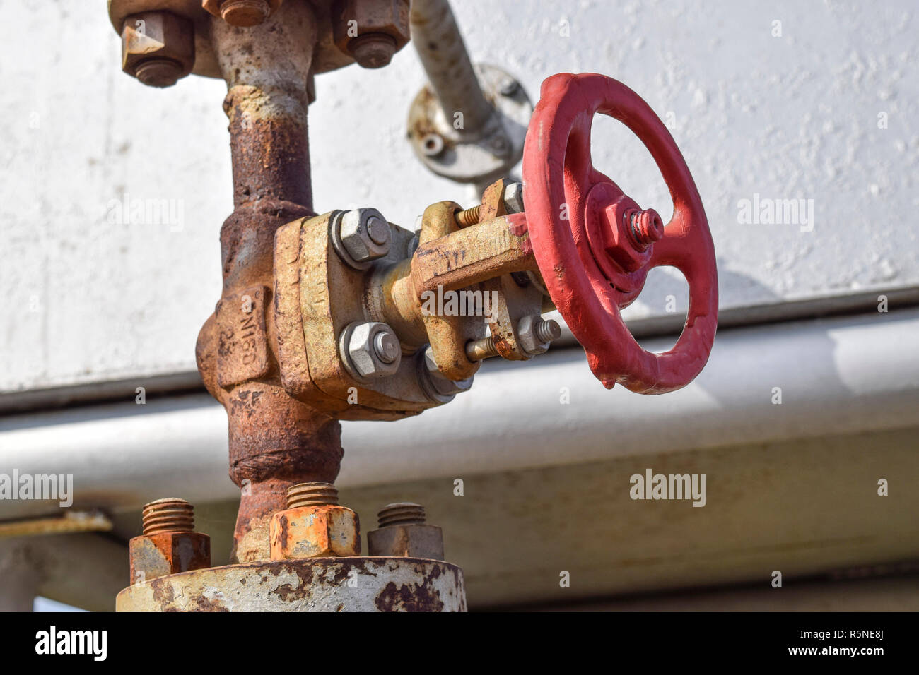 Shut-off valves on the high-pressure well flowing equipment. Oil ...