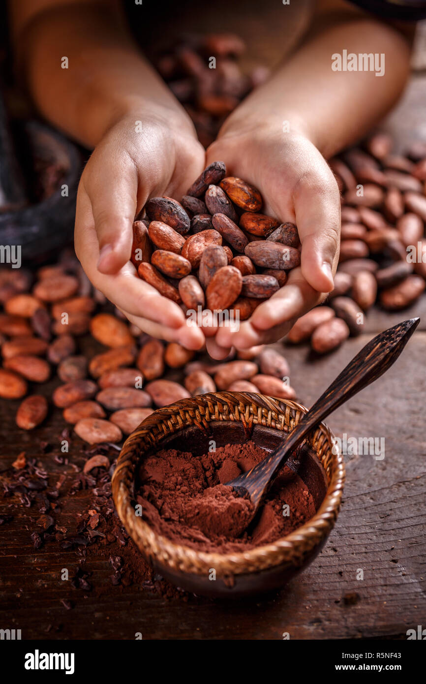 Roasted cocoa beans Stock Photo - Alamy