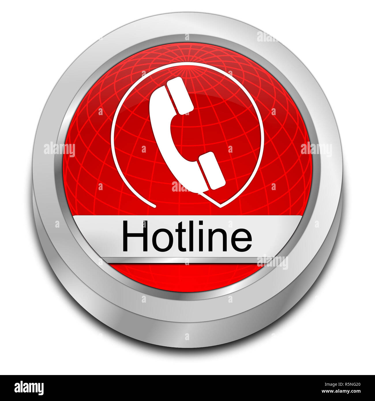 glossy red Hotline Button - 3D illustration Stock Photo - Alamy