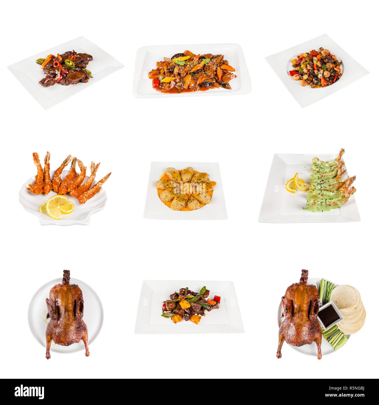 set of a different asian dishes in restaurant Stock Photo - Alamy