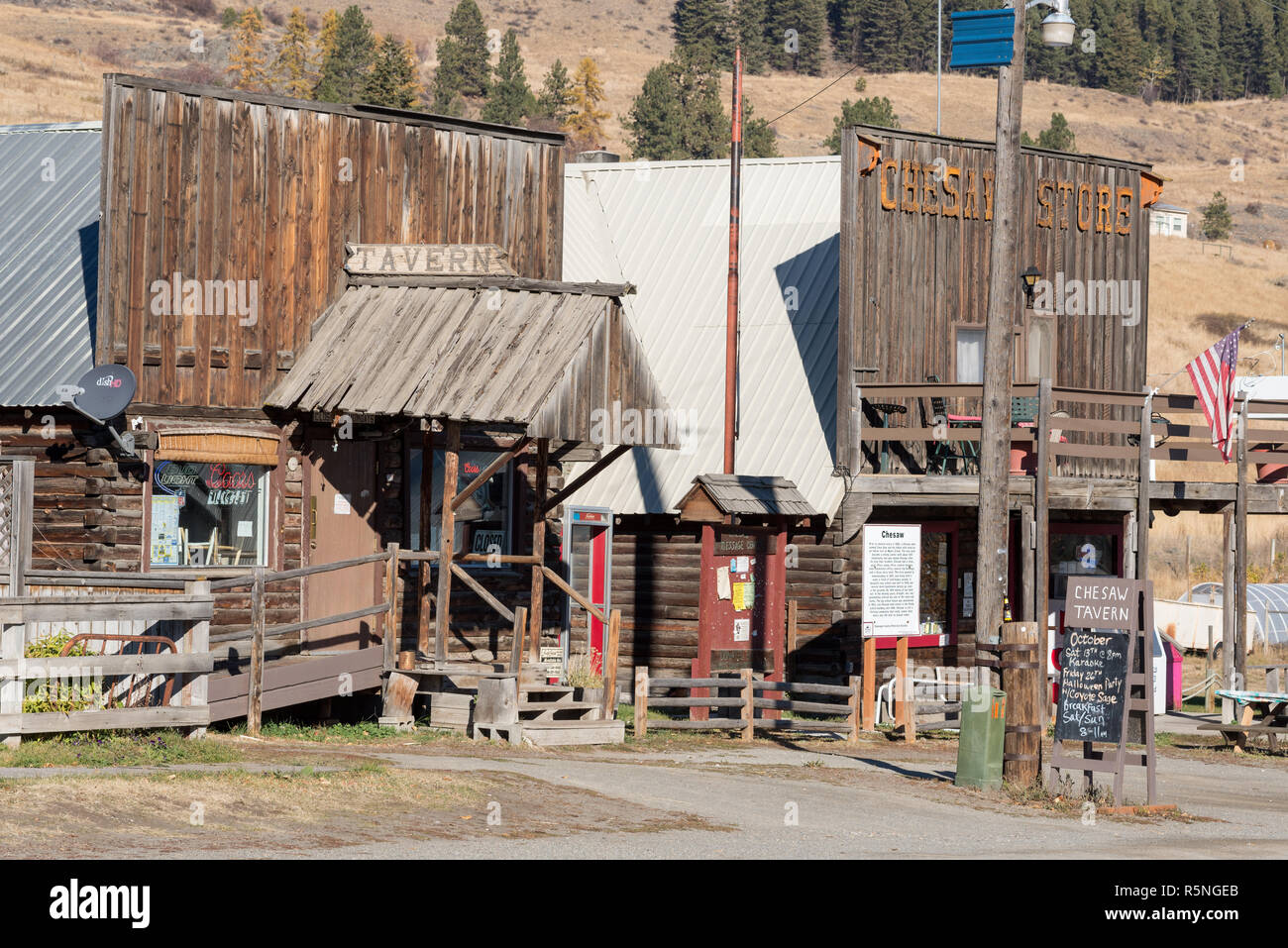 Store and tavern in the small town of Chesaw, Washington Stock Photo ...